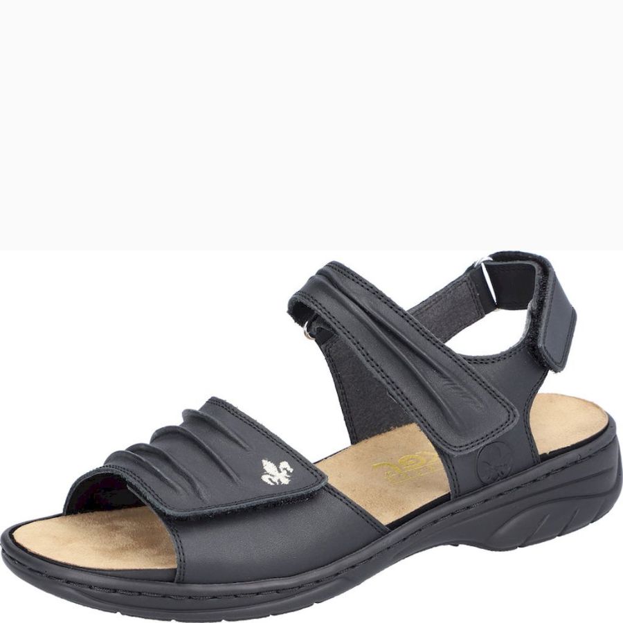 Svarta sandaler i skinn från Rieker (64560-01)